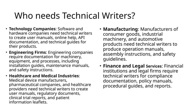 Introduction to Technical Writing overview | PPTX