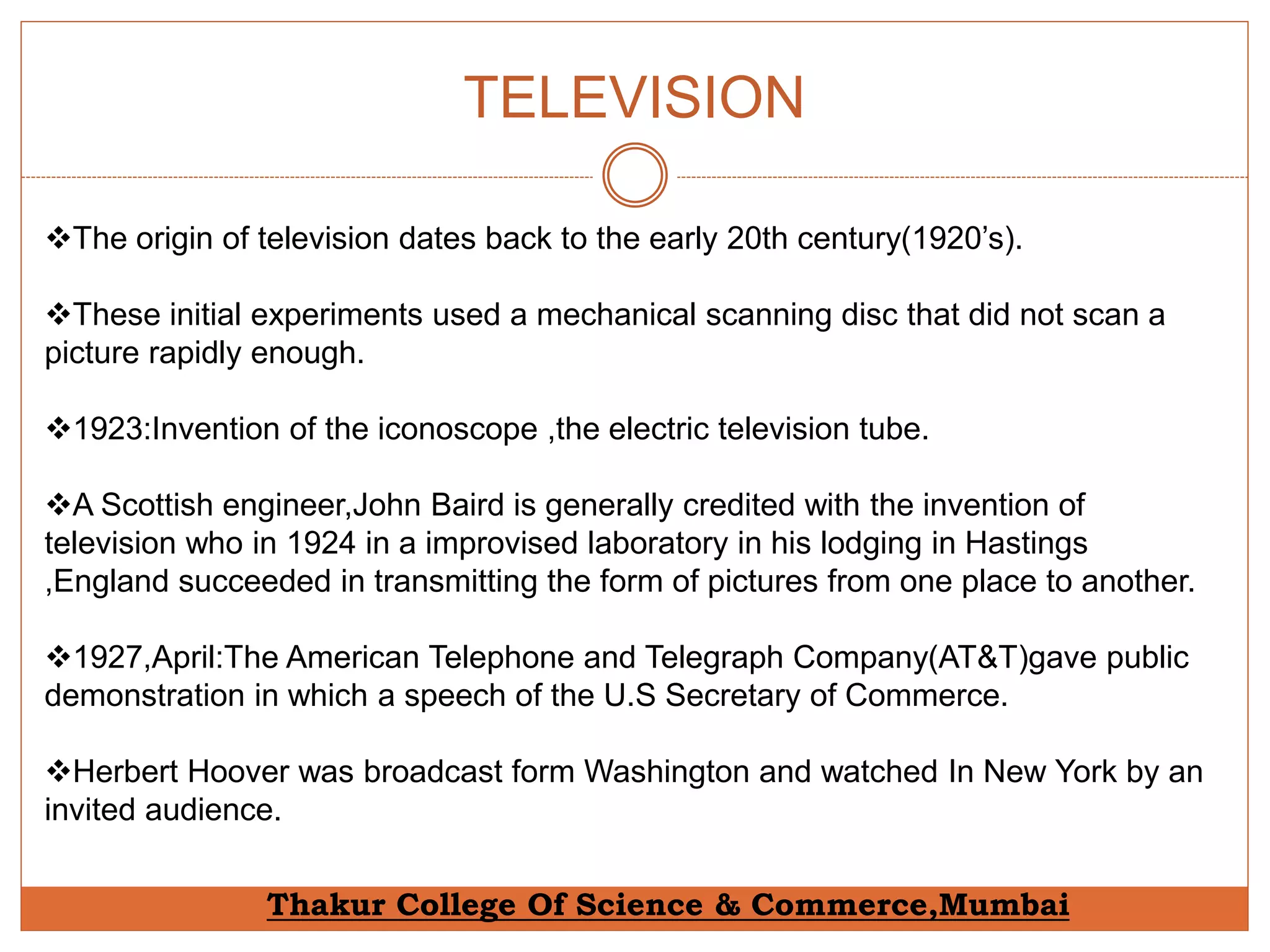 Introduction to television part 1 | PPT