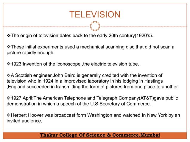 Introduction to television part 1 | PPT