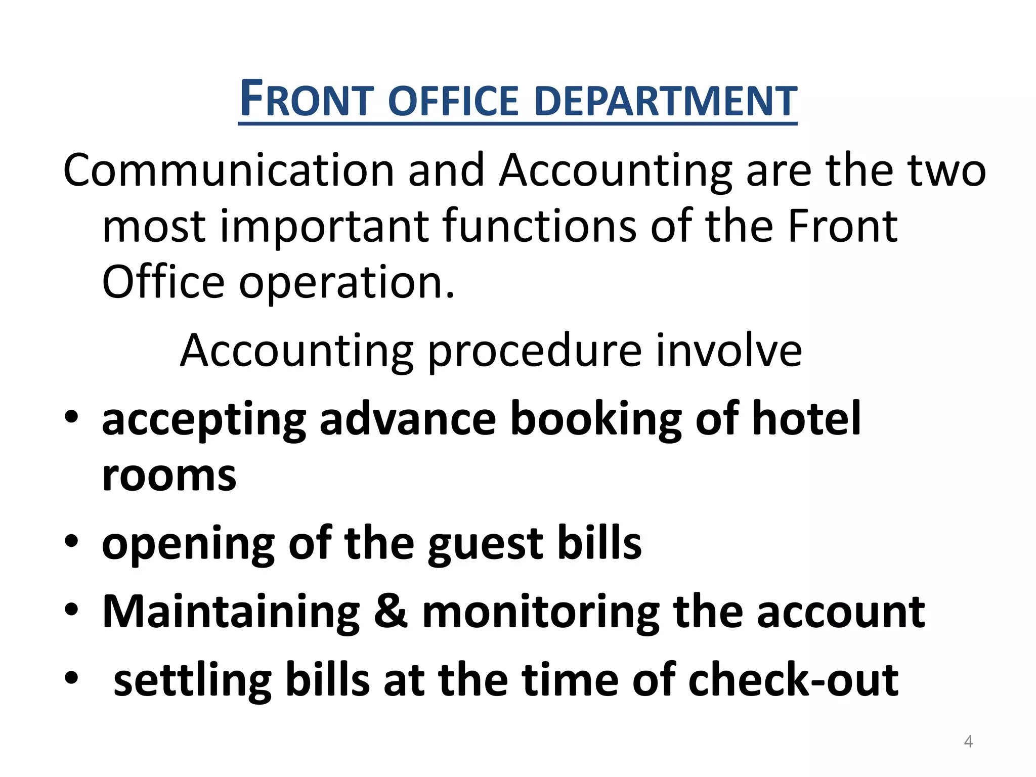 Introduction to the front office- (detailed ) | PPTX