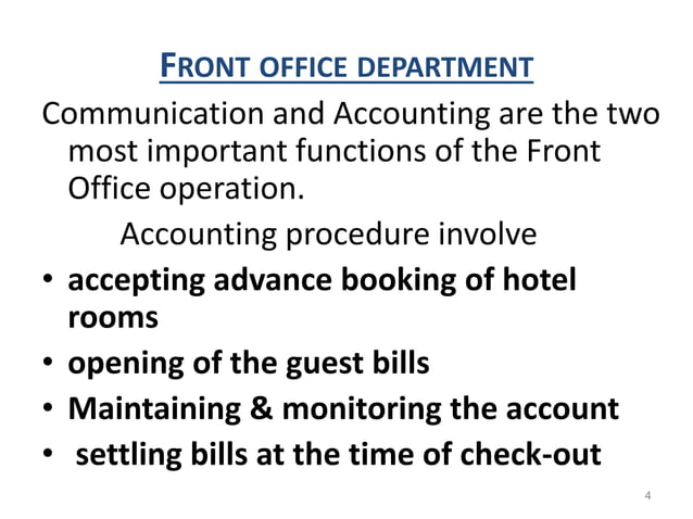 Introduction to the front office- (detailed ) | PPTX