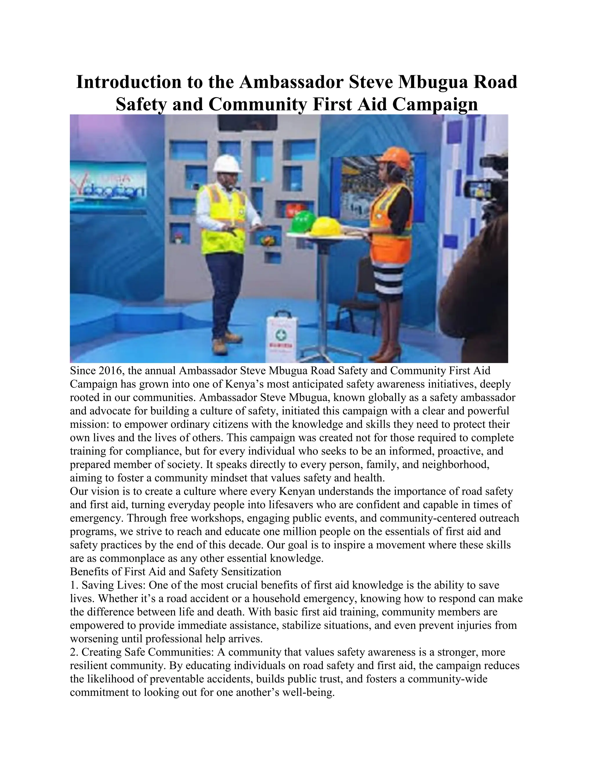 Introduction to the Ambassador Steve Mbugua Road Safety and Community ...