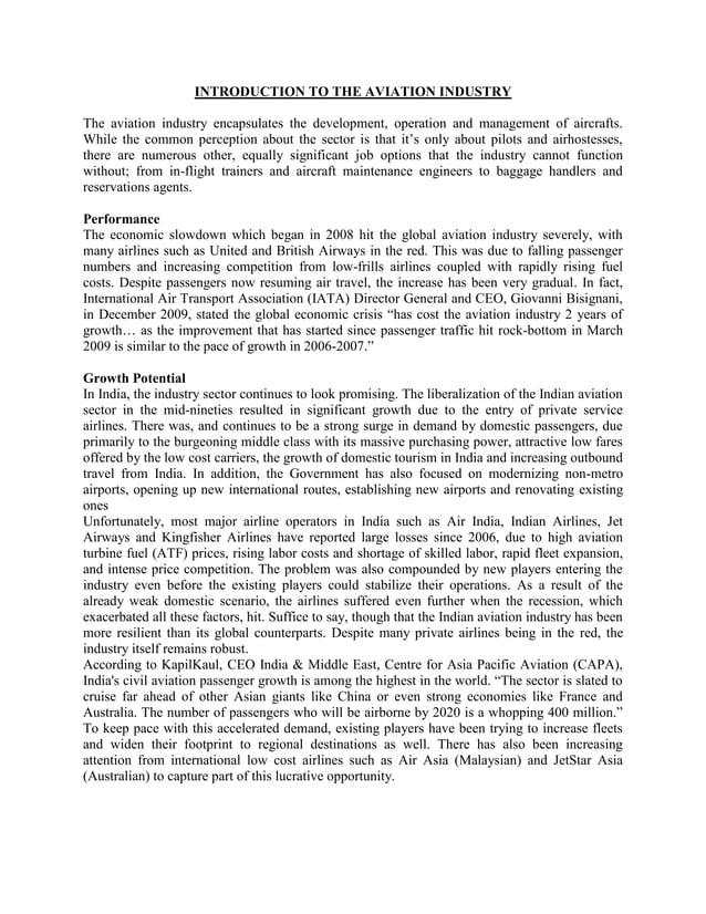 Introduction to the aviation industry | DOCX | Air Travel | Travel Type