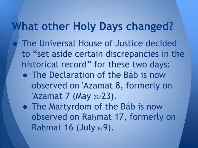 Introduction to the Badí‘ Calendar | PPT