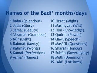 Introduction to the Badí‘ Calendar | PPTX
