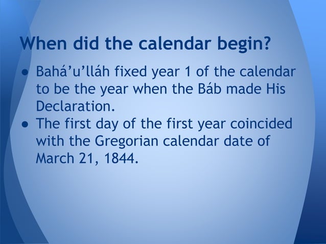 Introduction to the Badí‘ Calendar | PPT