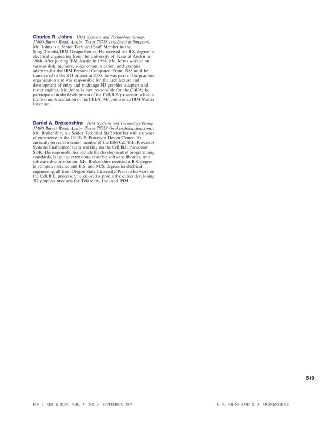 IBM: Introduction to the Cell Broadband Engine Architecture | PDF
