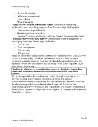 Introduction to the client server computing By Attaullah Hazrat | DOCX