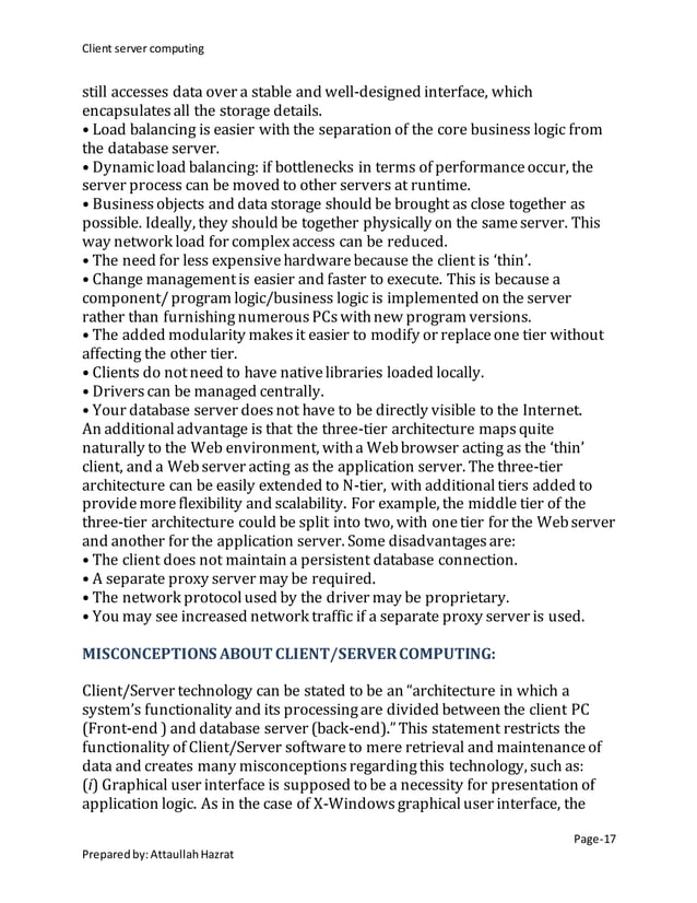 Introduction to the client server computing By Attaullah Hazrat | DOCX