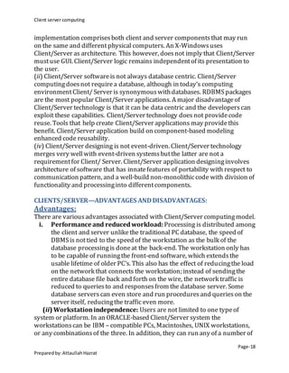 Introduction to the client server computing By Attaullah Hazrat | DOCX