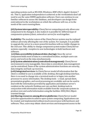 Introduction to the client server computing By Attaullah Hazrat | DOCX