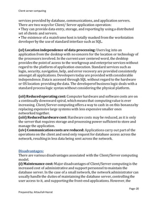 Introduction to the client server computing By Attaullah Hazrat | DOCX