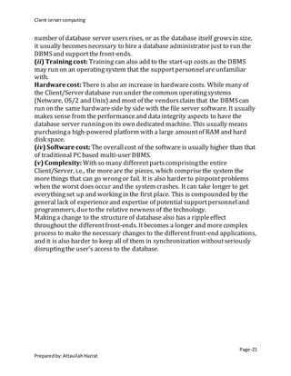 Introduction to the client server computing By Attaullah Hazrat | DOCX