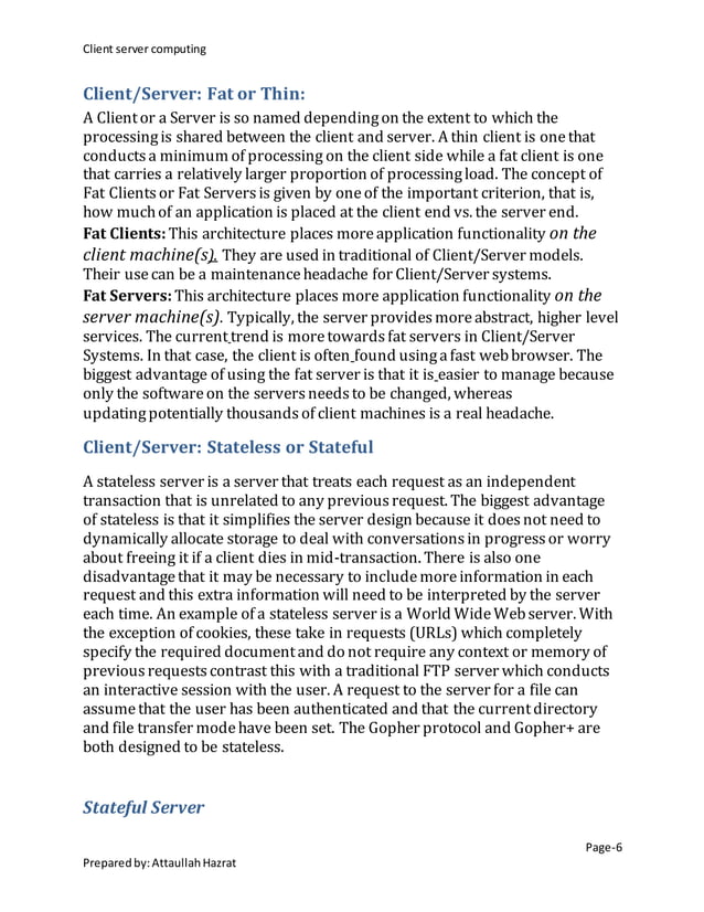 Introduction to the client server computing By Attaullah Hazrat | DOCX