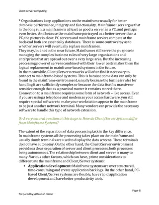 Introduction to the client server computing By Attaullah Hazrat | DOCX