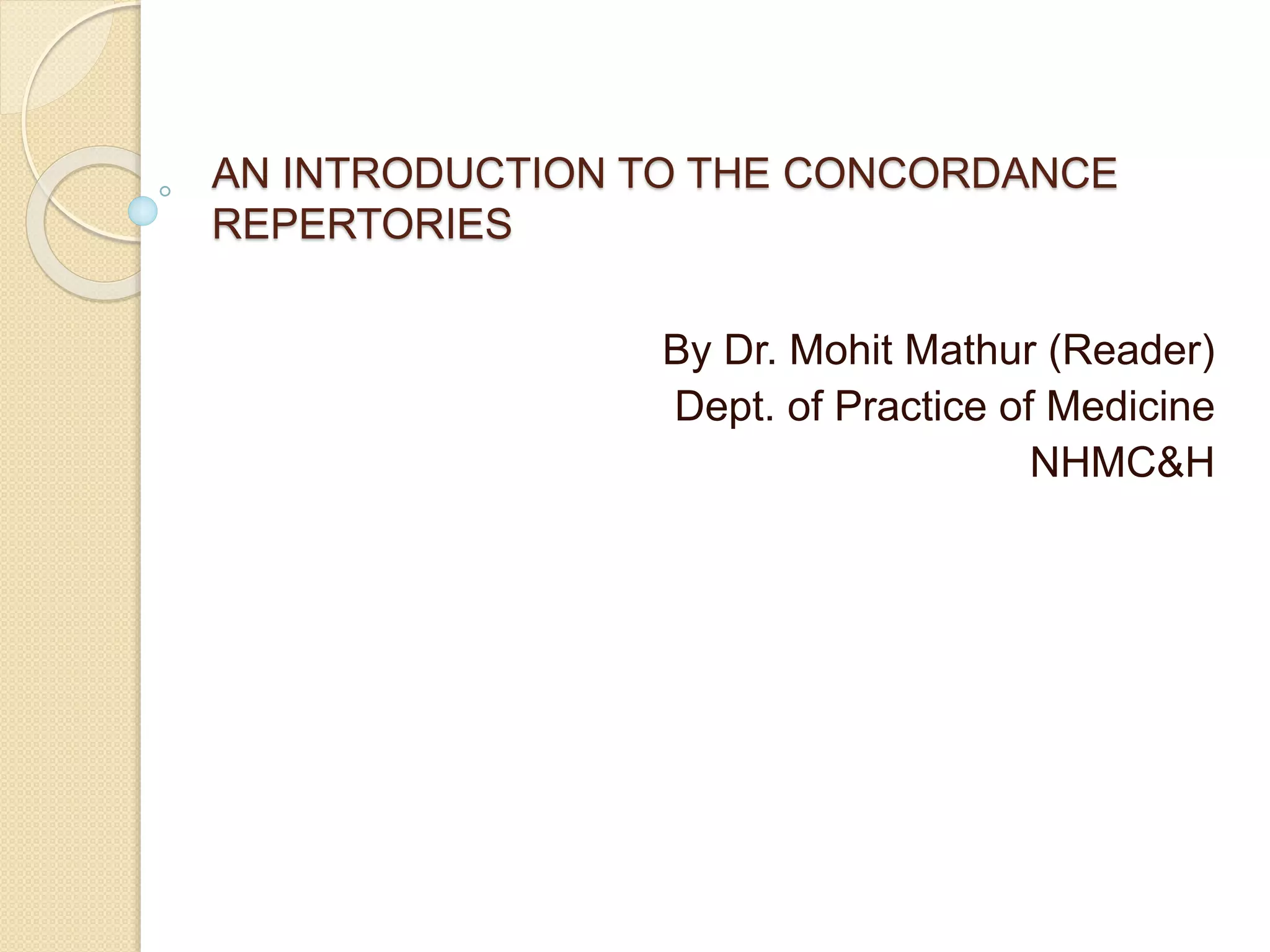 Introduction to the concordance repertories | PPTX