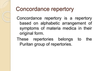 Introduction to the concordance repertories | PPTX