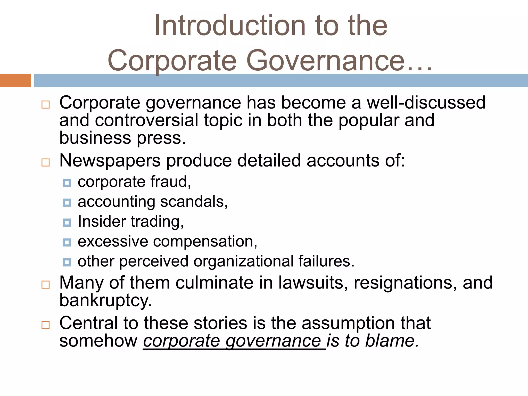 Introduction to the corporate governance | PPTX