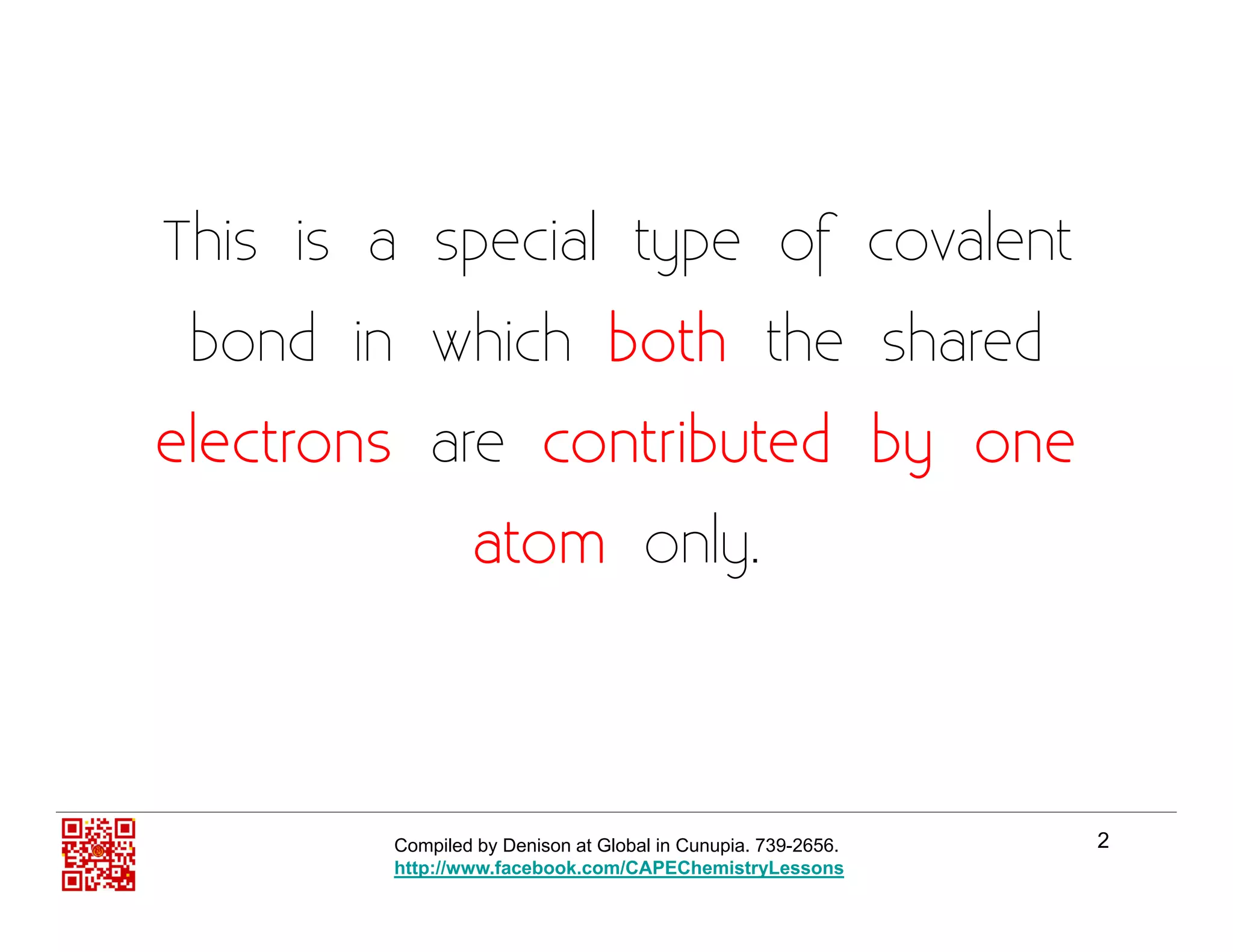 Introduction To The Dative Covalent Bond | PDF