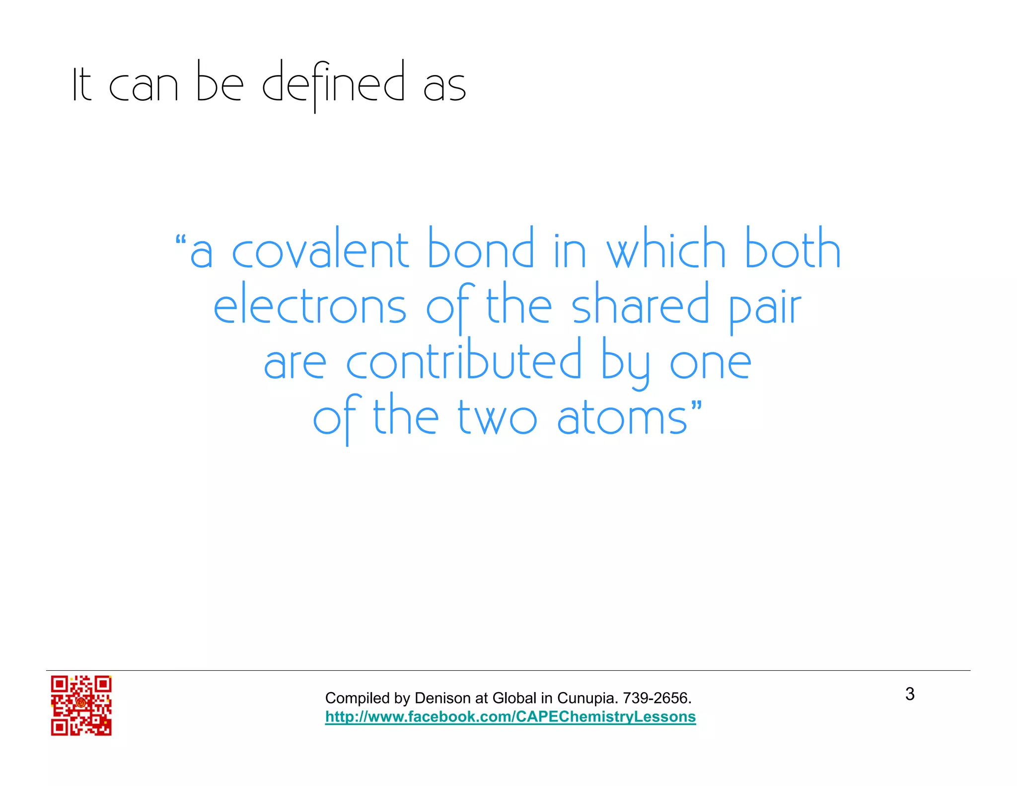 Introduction To The Dative Covalent Bond | PDF
