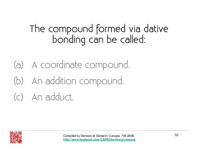 Introduction To The Dative Covalent Bond