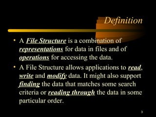 Introduction to the design and specification of file structures | PPT