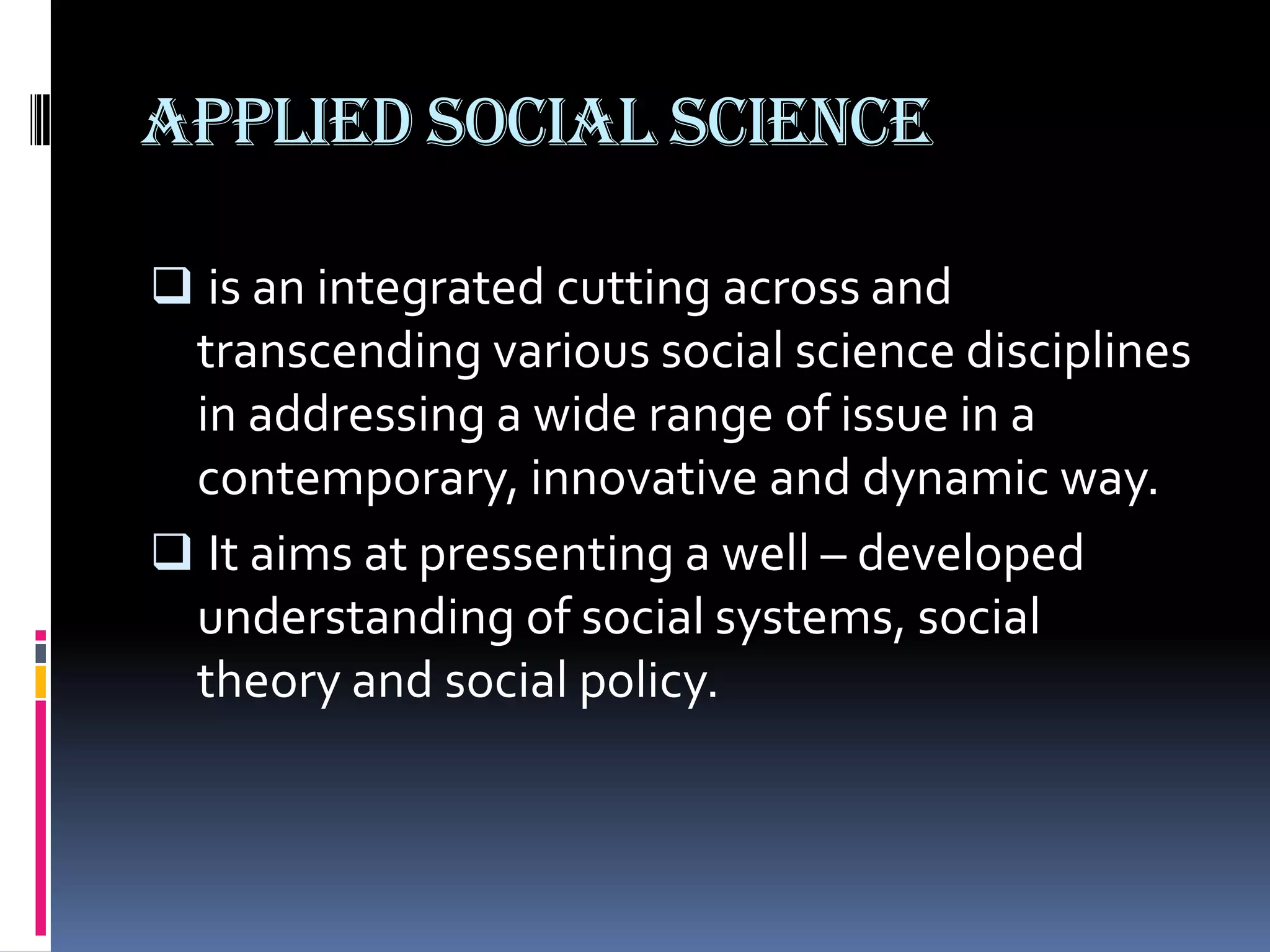 Introduction to the disciplines of applied social science | PDF