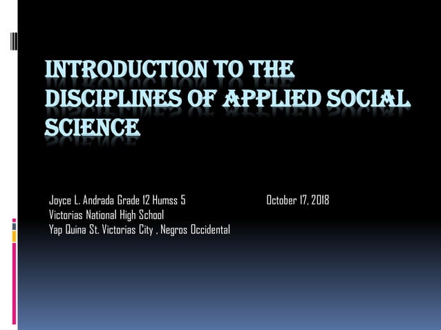 Introduction to the disciplines of applied social science | PDF