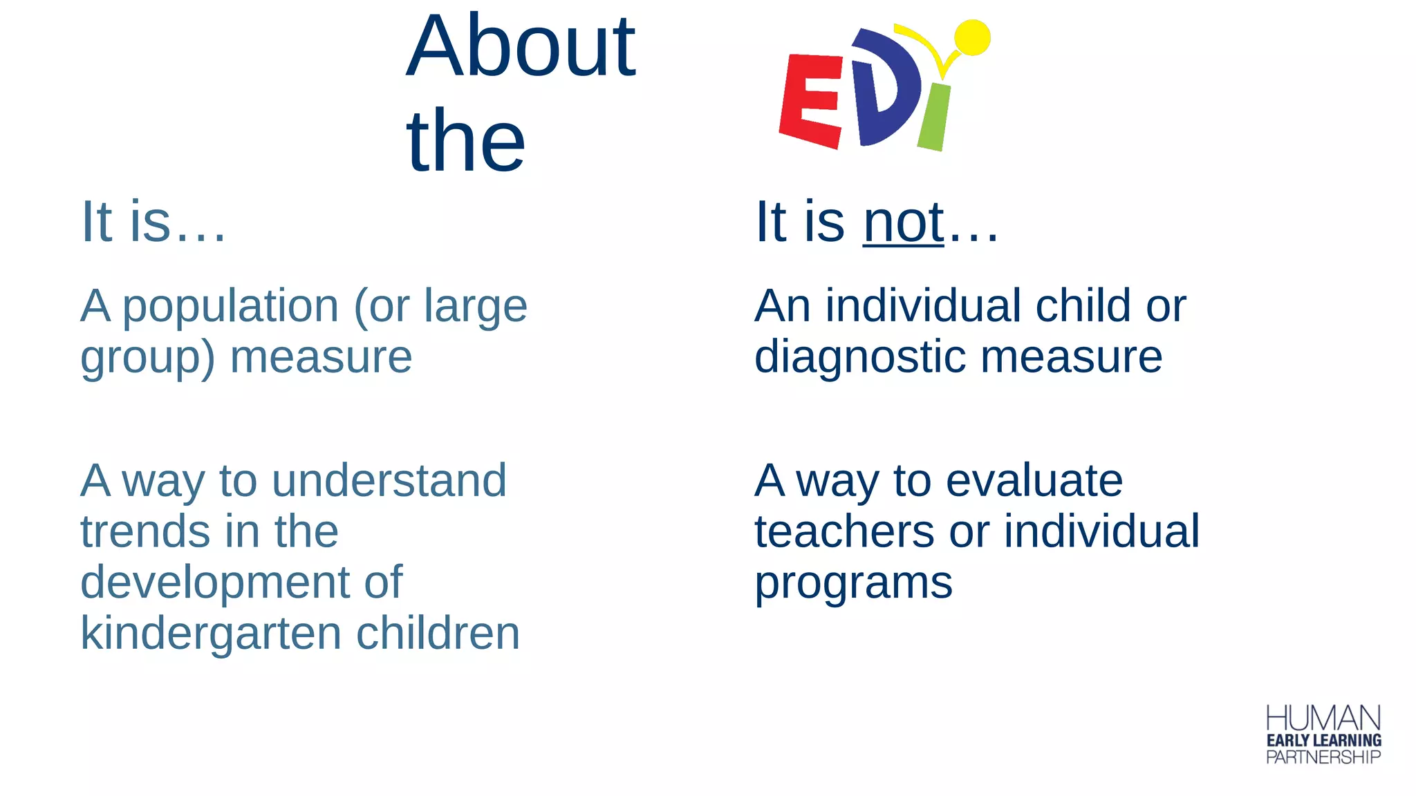 Introduction to the Early Development Instrument (EDI) | PPT