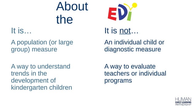 Introduction to the Early Development Instrument (EDI) | PPT