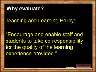 Introduction to the evaluation of teaching and learning | PPTX