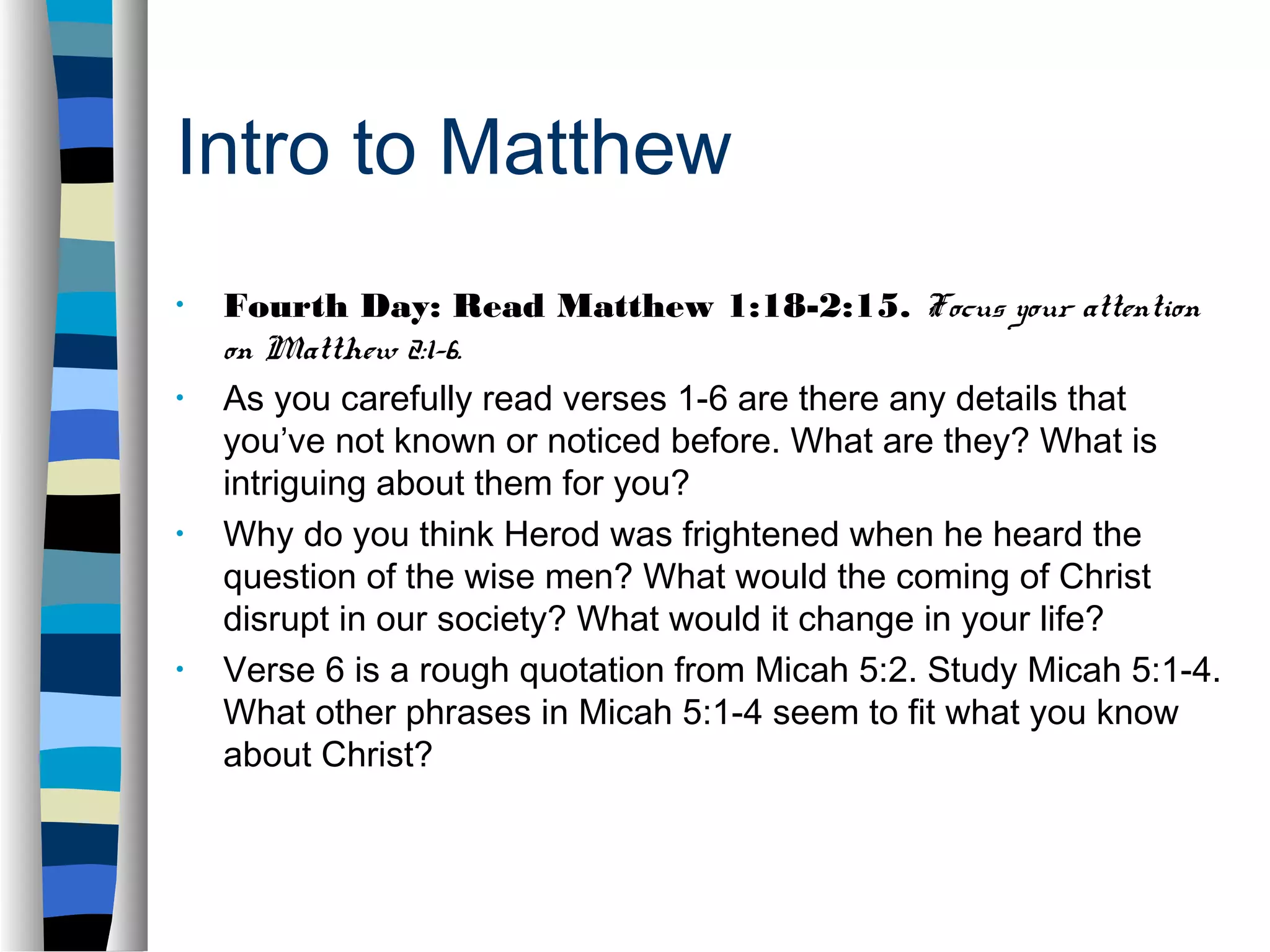 Introduction to the gospel of matthewsessionone | PPT