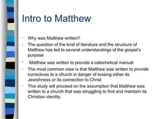 Introduction to the gospel of matthewsessionone | PPT