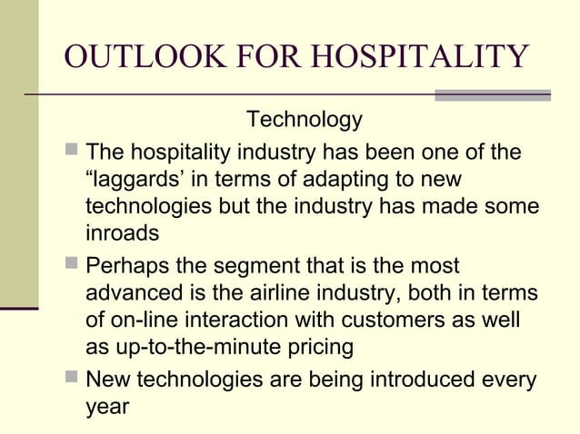 Introduction to the hospitality industry | PPT