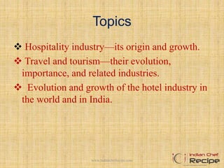 INTRODUCTION TO THE HOSPITALITY INDUSTRY | PPTX