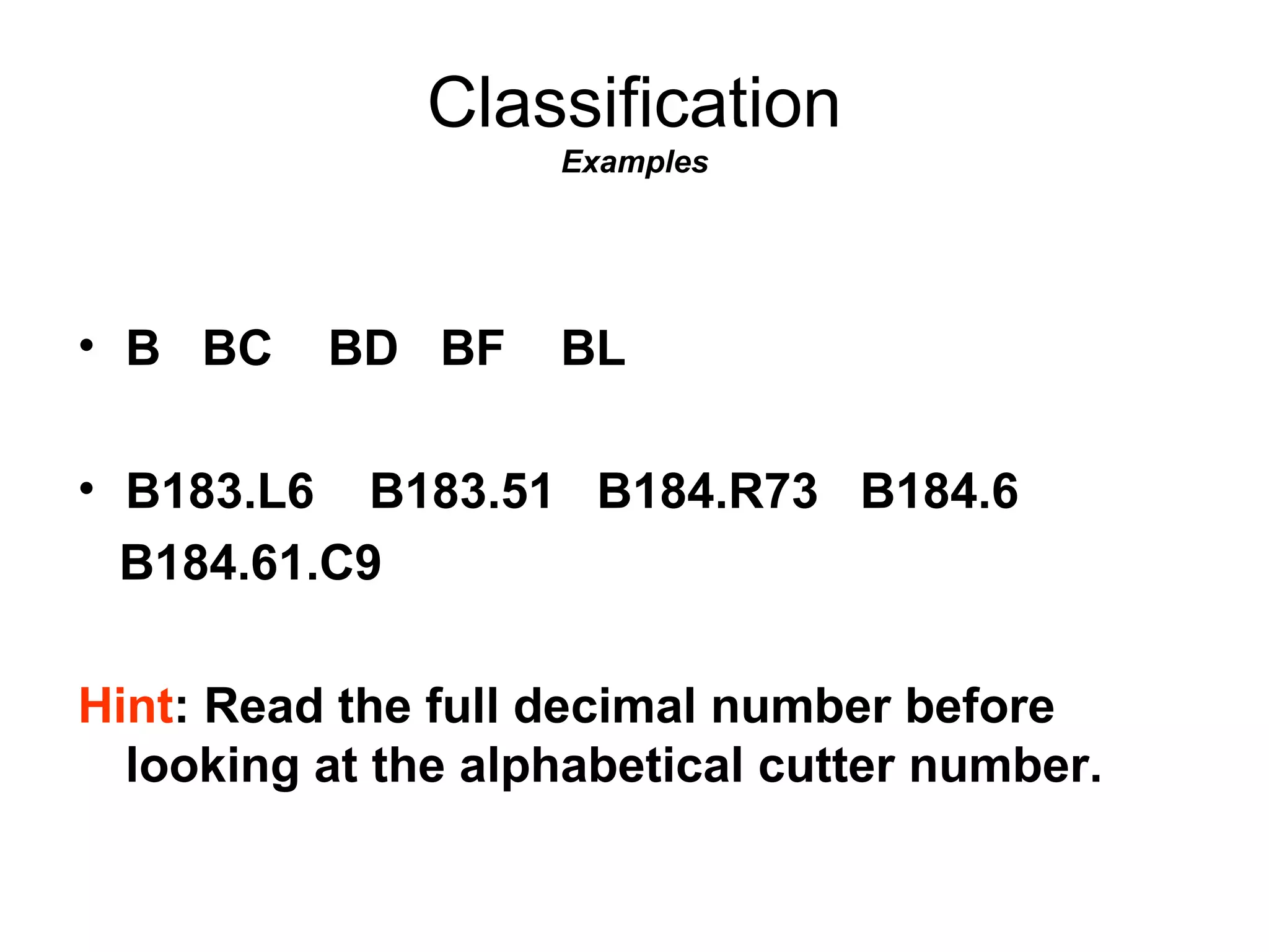 Introduction to the library of congress classification system aziz el ...
