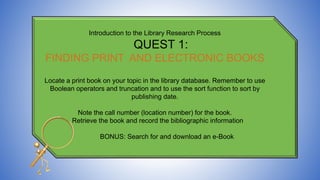 Introduction to the library research process | PPT