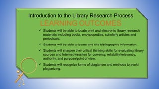 Introduction to the library research process | PPT