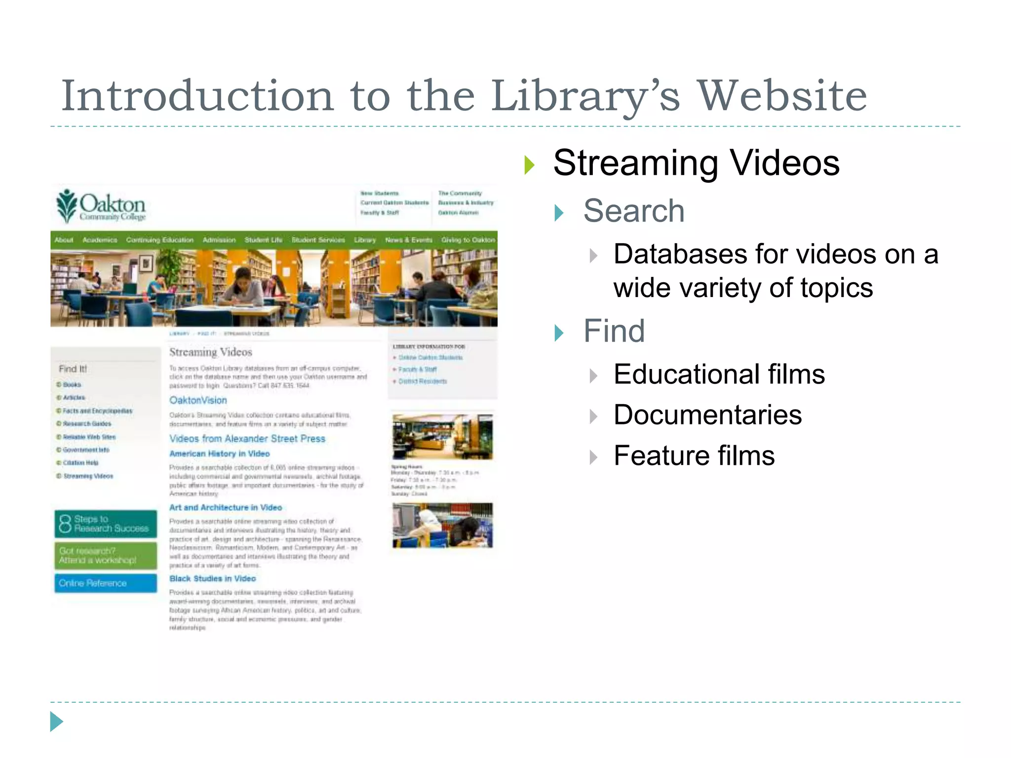 Introduction to the Library's Website | PPTX