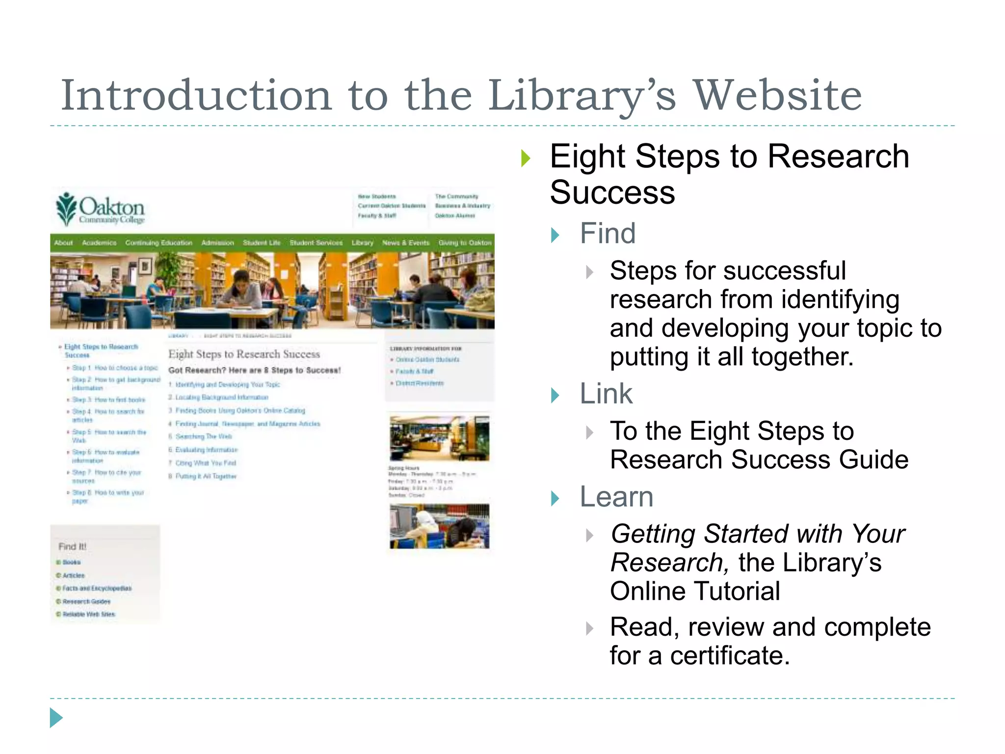 Introduction to the Library's Website | PPTX