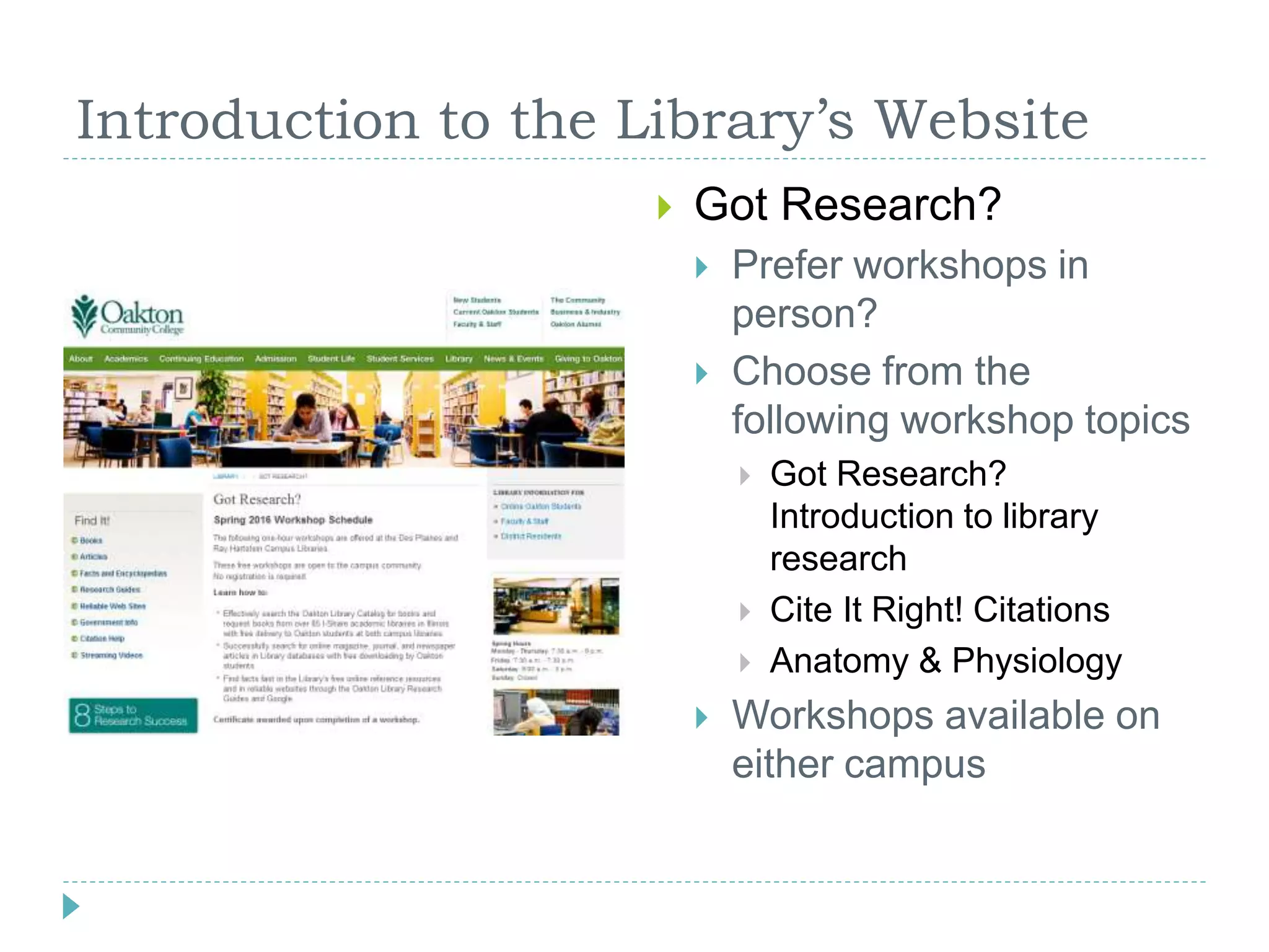 Introduction to the Library's Website | PPTX