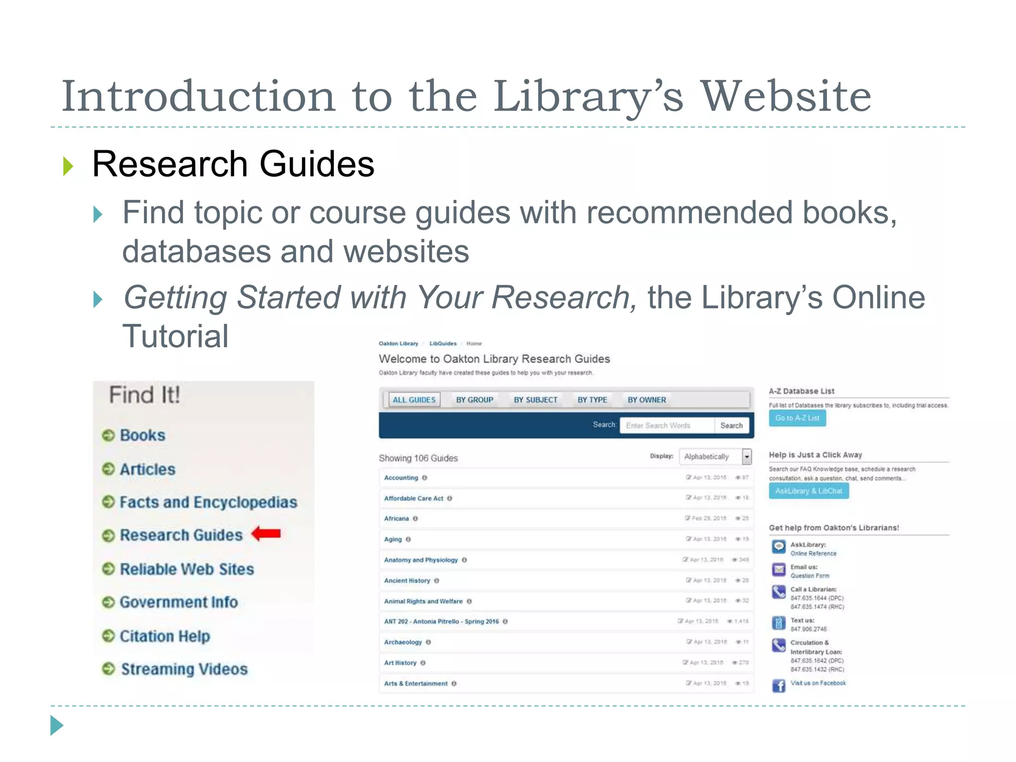 Introduction to the Library's Website | PPTX