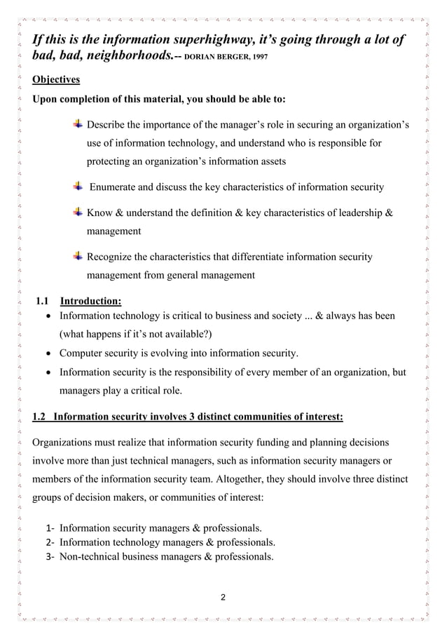 Introduction to the management of information security | PDF