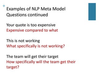 Introduction to the NLP Meta Model - NLP Business Coaching Series | PPT