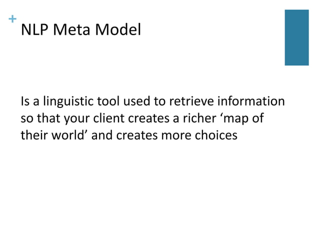 Introduction to the NLP Meta Model - NLP Business Coaching Series | PPT