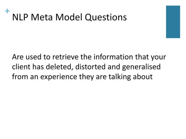 Introduction to the NLP Meta Model - NLP Business Coaching Series | PPT
