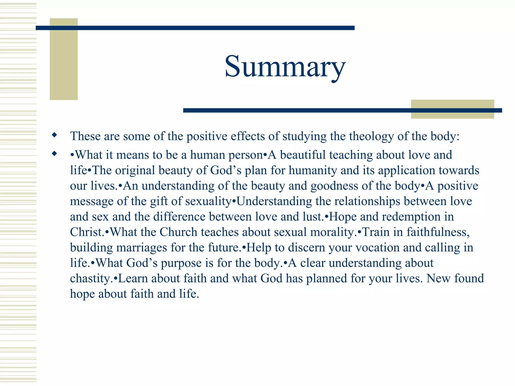 Introduction To Theology Of The Body | PPT