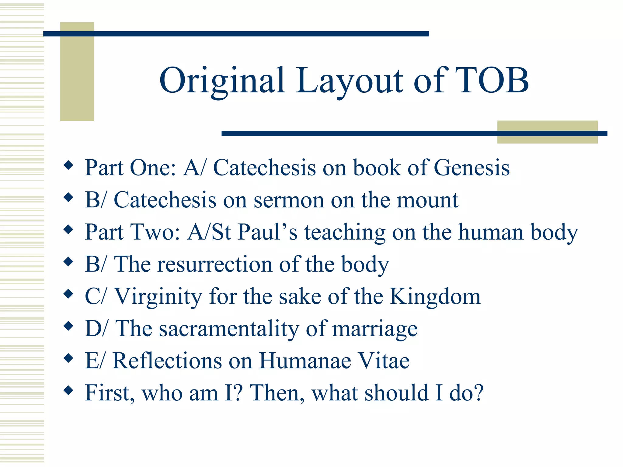 Introduction To Theology Of The Body | PPT