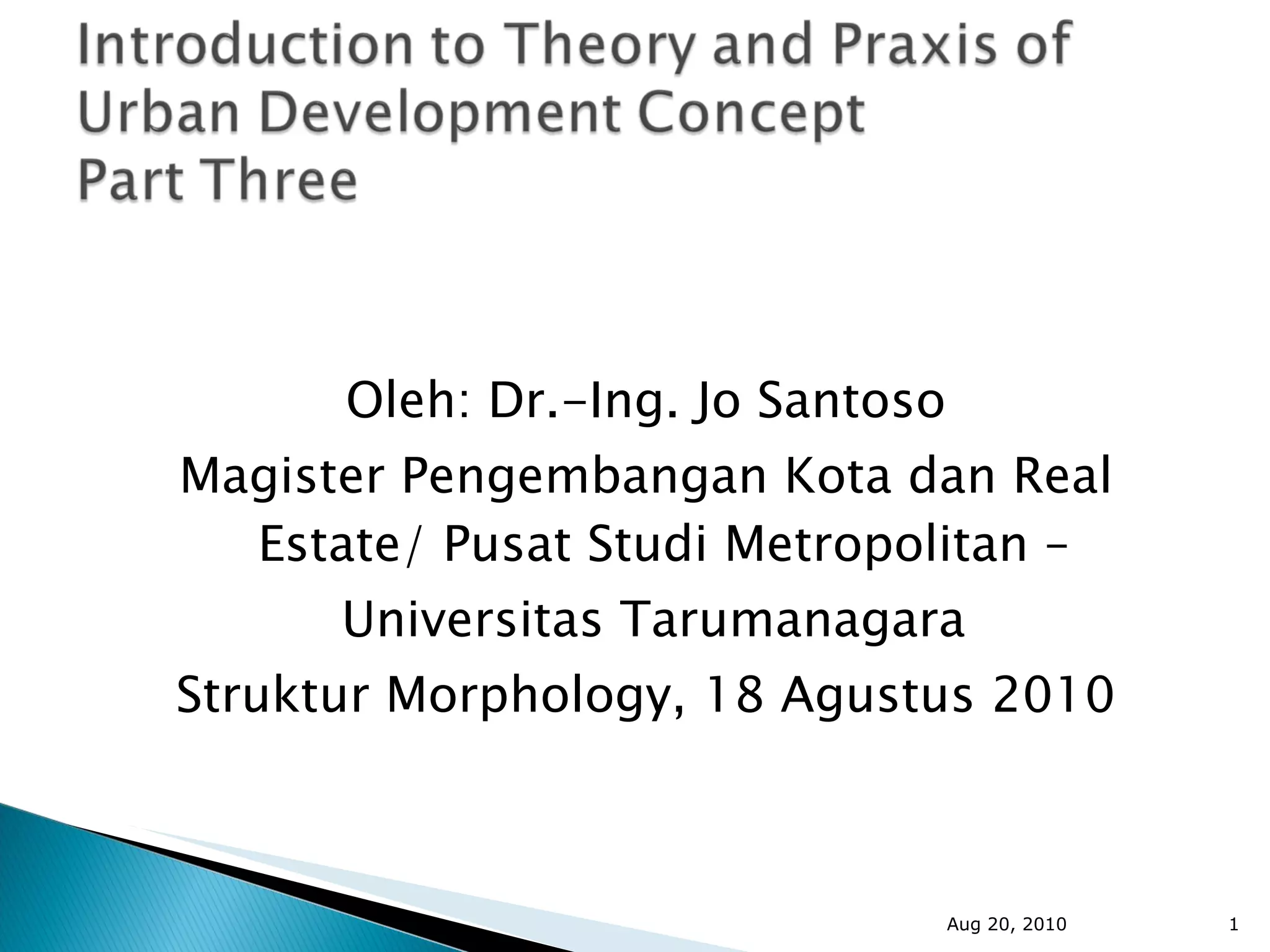 Introduction to theory and praxis of urban development concept part ...