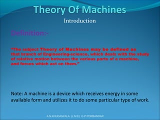 Introduction to theory of machines | PPT